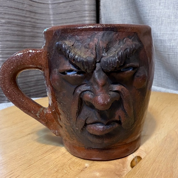 Handmade | Dining | Vintage Stoneware Art Pottery Funny Face Mugs ...